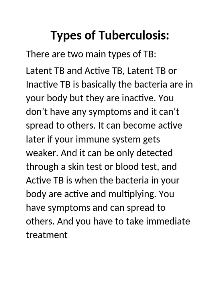 Types of Tuberculosis | PDF