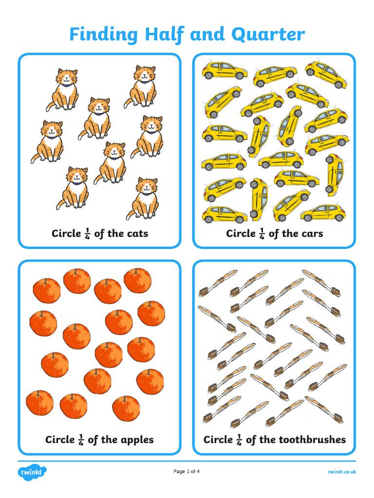 t n 45415 Finding Half and Quarter Activity Sheet | PDF