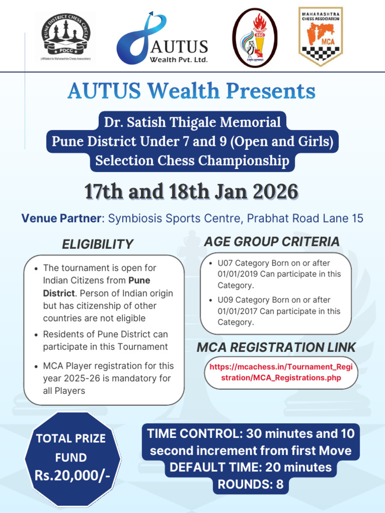 Pune District U7 and U9 Selection Tournament 2026 | PDF | Chess