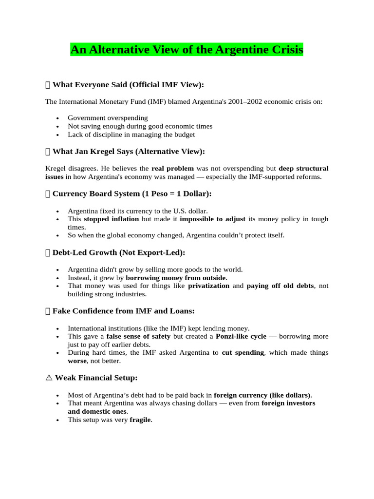 An Alternative View of The Argentine Crisis | PDF | Austerity ...
