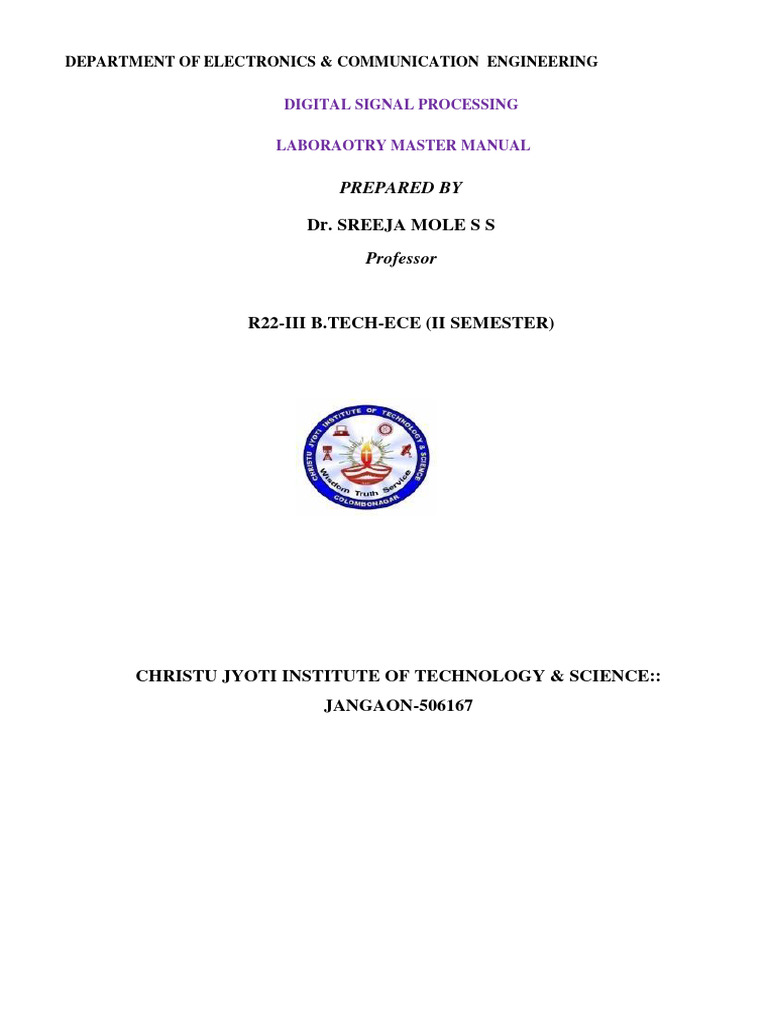 Digital Signal Processing Laboratory Mas | PDF | Discrete Fourier ...