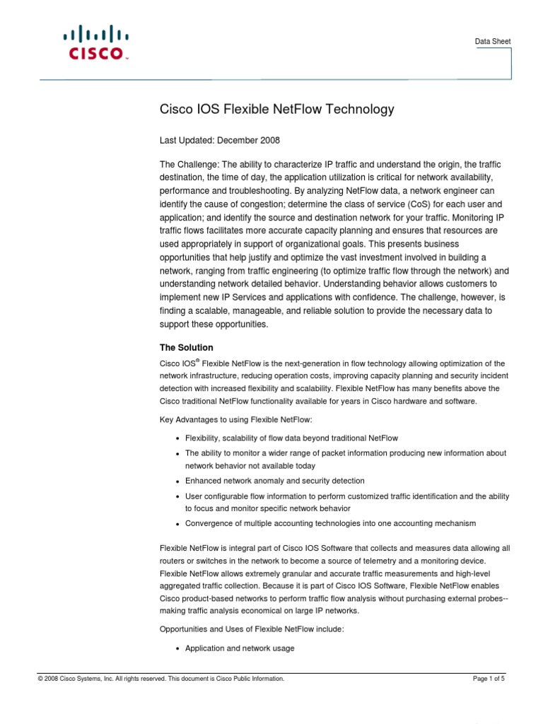 Cisco Ios Flexible Netflow Pdf I Pv6 Computer Network