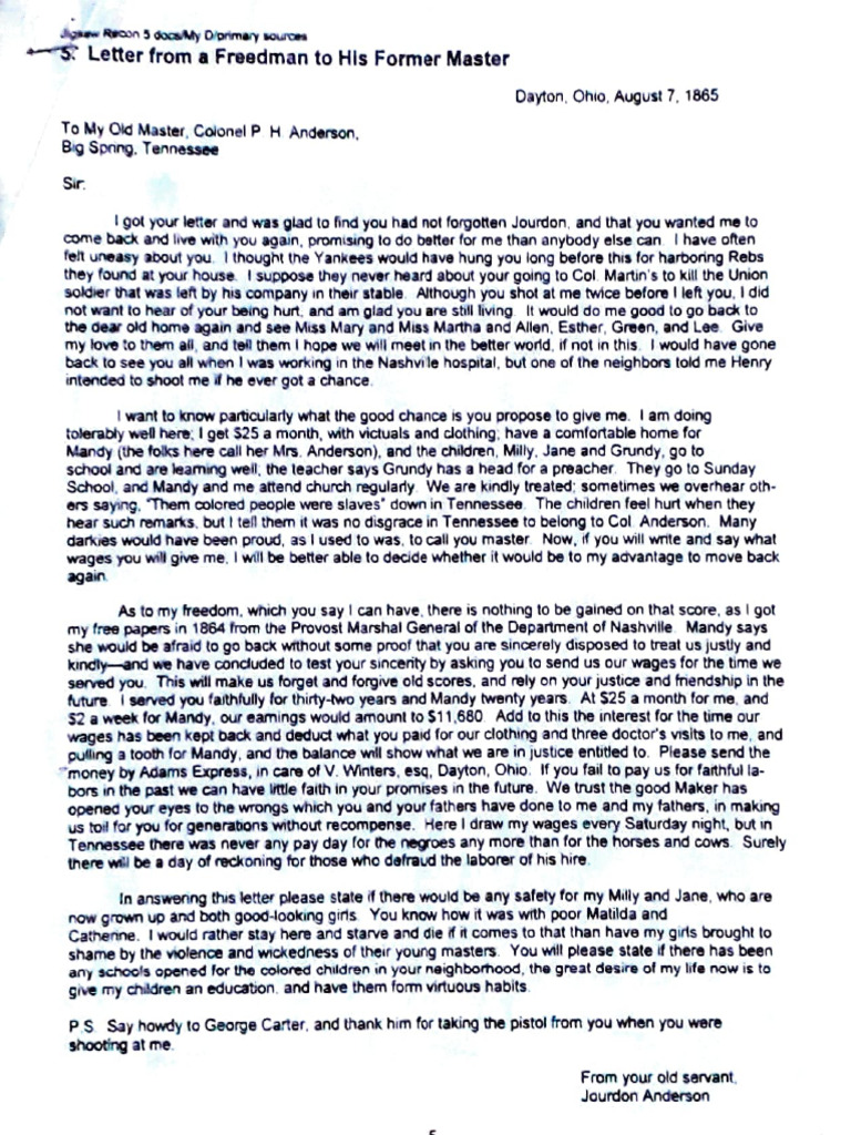 Reconstruction Letter 5 | PDF