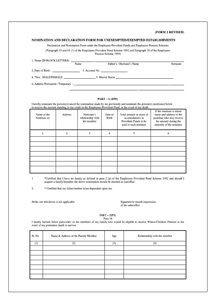 PF - Form2 (Revised) | PDF