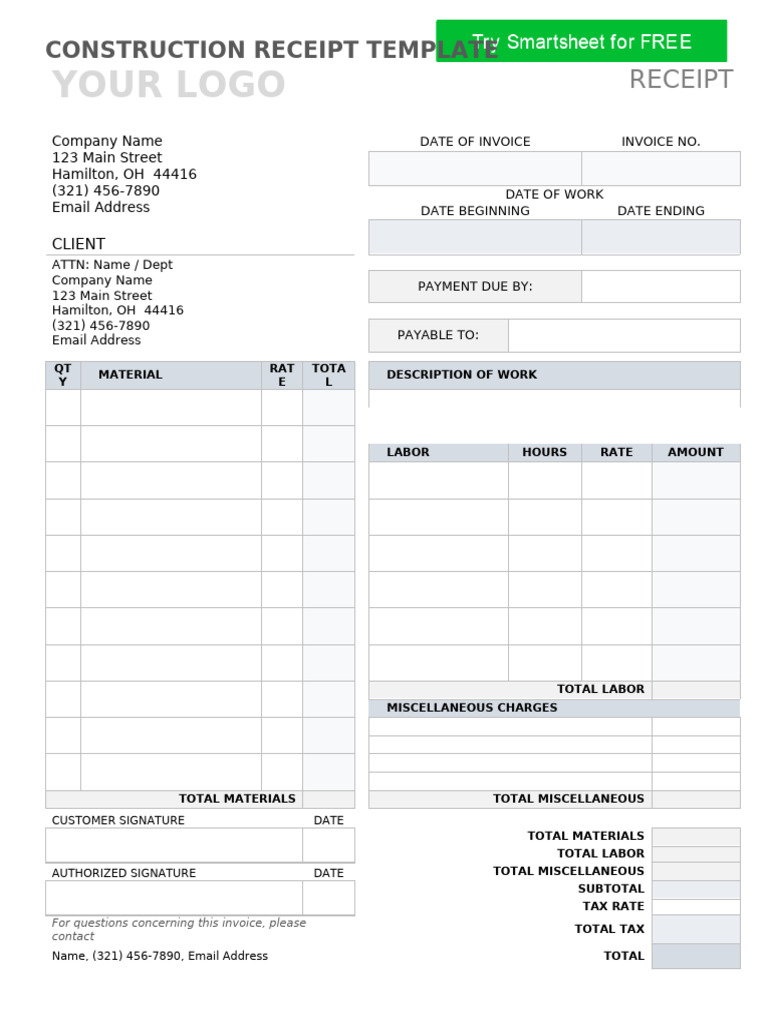 IC Construction Receipt 11304 WORD | PDF | Receipt | Business