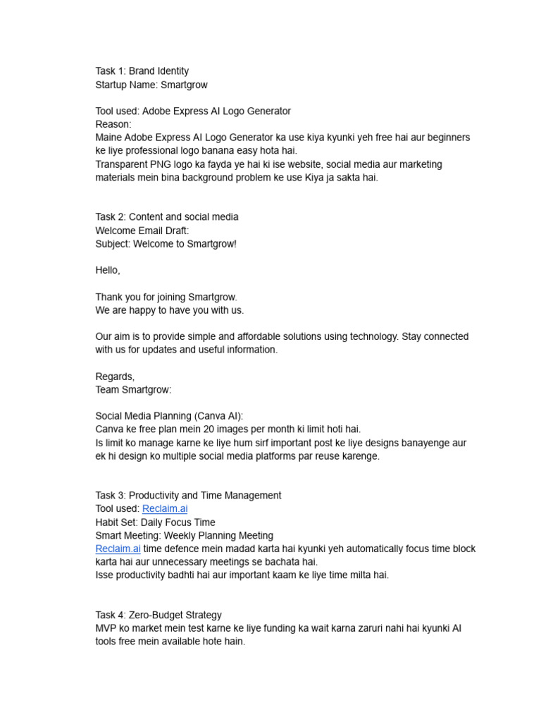 Assignment 4 - Zero Budget Startup-1 | PDF