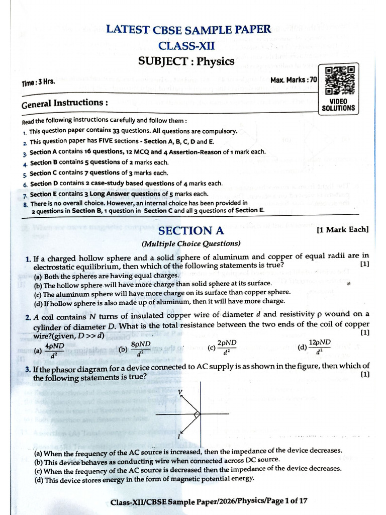 12 Physics Solved Sample | PDF