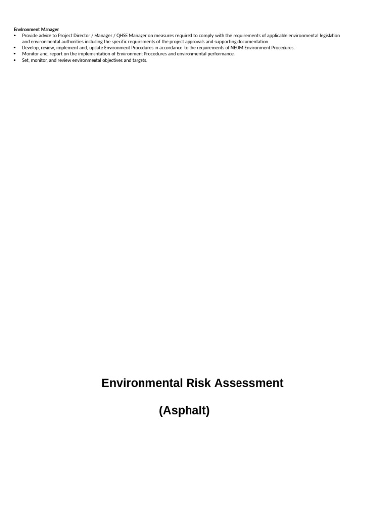 Environmental Risk Assessment | PDF