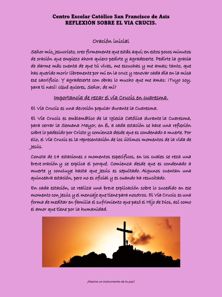 Reflexion Sobre El Via Crucis | PDF | Estaciones de la Cruz | Prestado