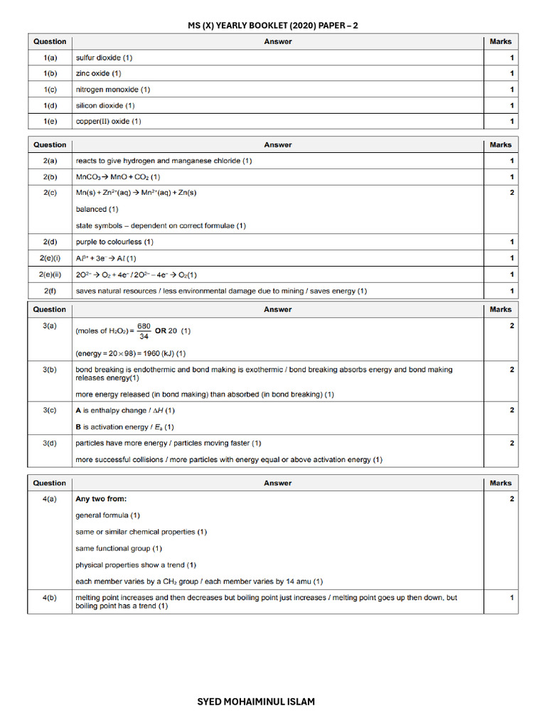 MS (X) Yearly Booklet (2020) Paper - 2 | PDF