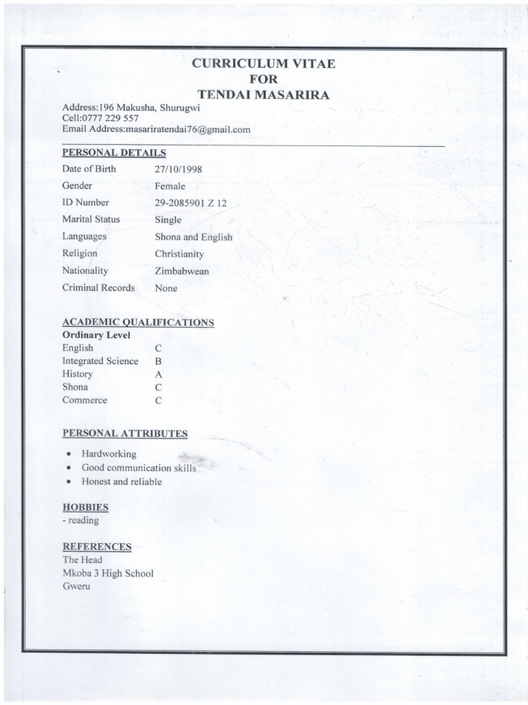 Tendai CV | PDF