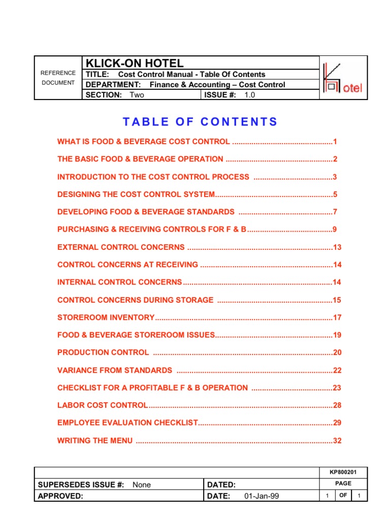 Cost Control Manual | PDF | Cost Accounting | Inventory