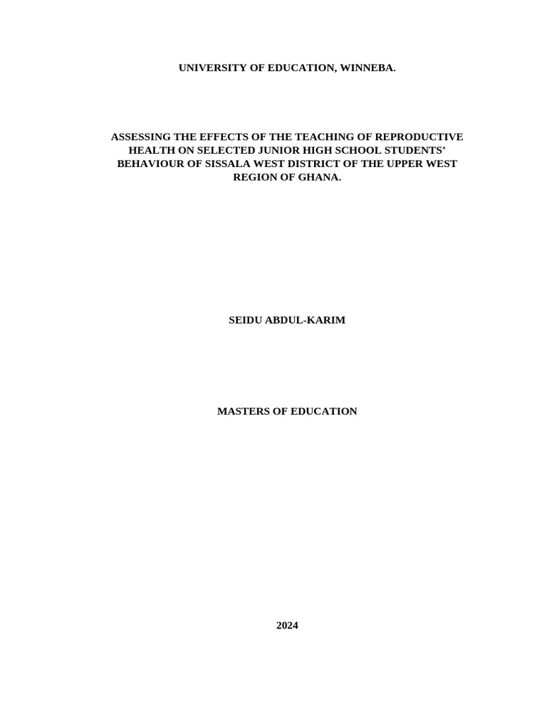 Seidu Abdul-Karim Thesis-1 Revised Finalll-1 | PDF | Adolescence ...