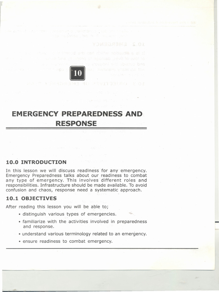 Lesson 10 Emergency Preparedness and Response | PDF | Emergency ...
