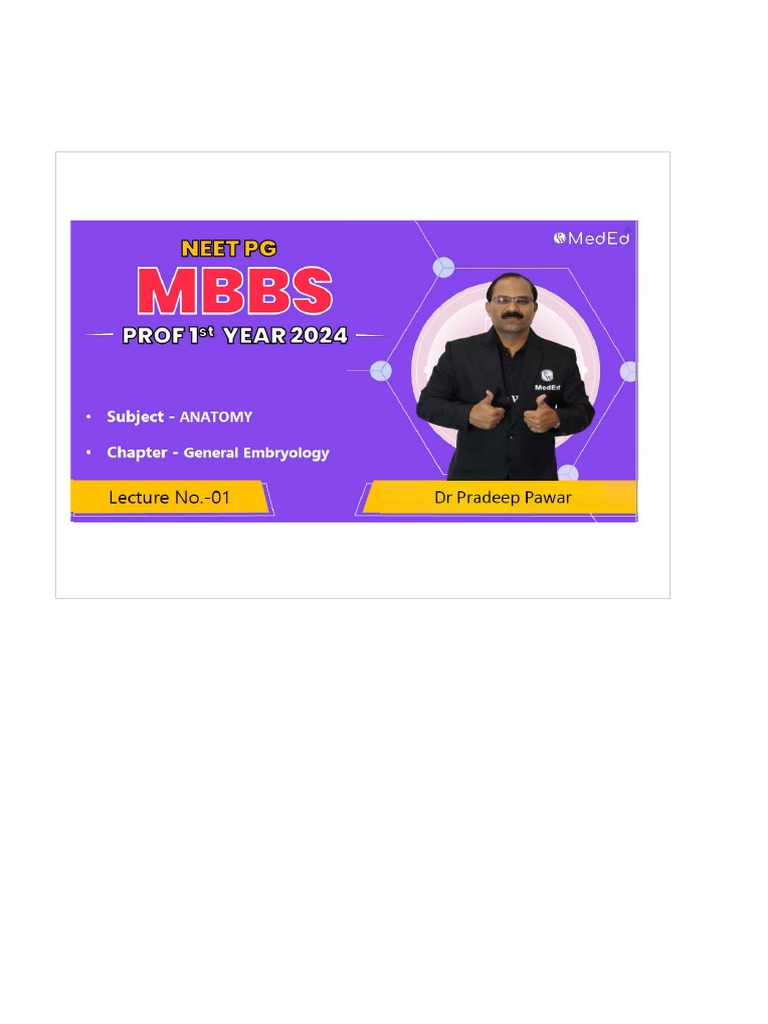 General Embryology 01 - Class Notes (MBBS Prof 1st Year) | PDF