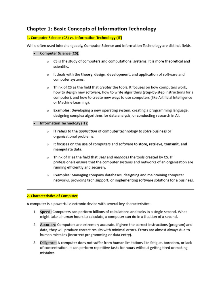 Chapter 1 Basic Concepts of Information Technology | PDF | Computer ...