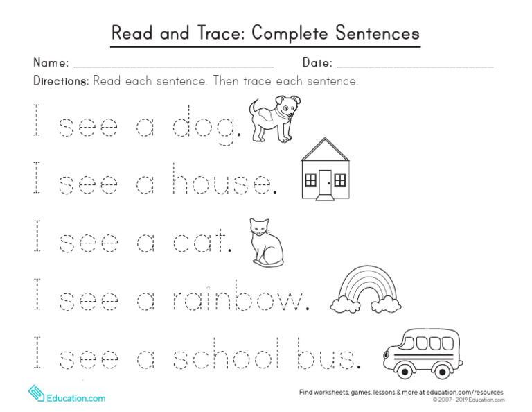 Read and Trace Complete Sentences | PDF