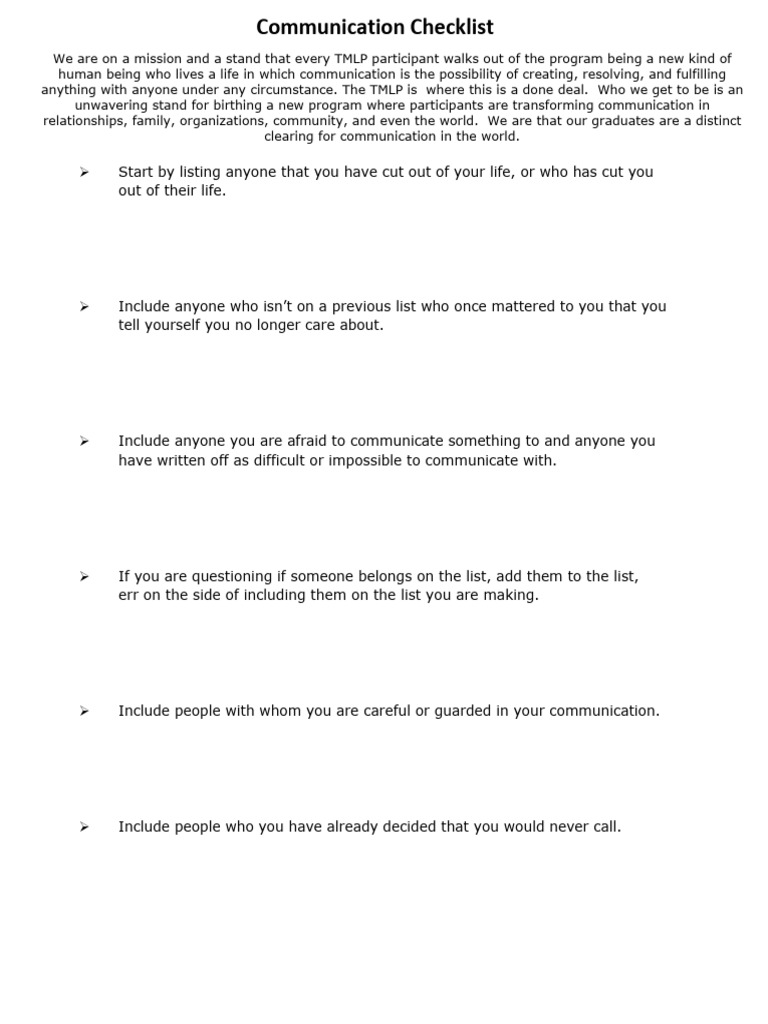Communication Checklist | PDF