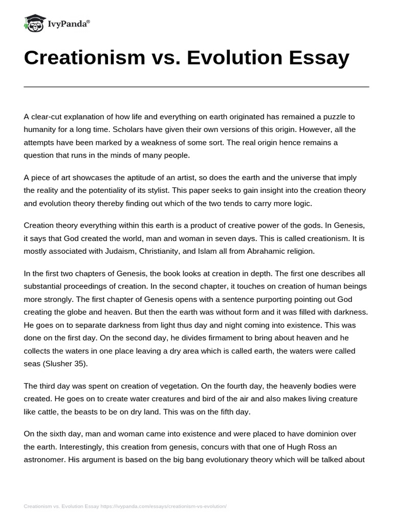 Creationism Vs Evolution | PDF | Creationism | Genesis Creation Narrative