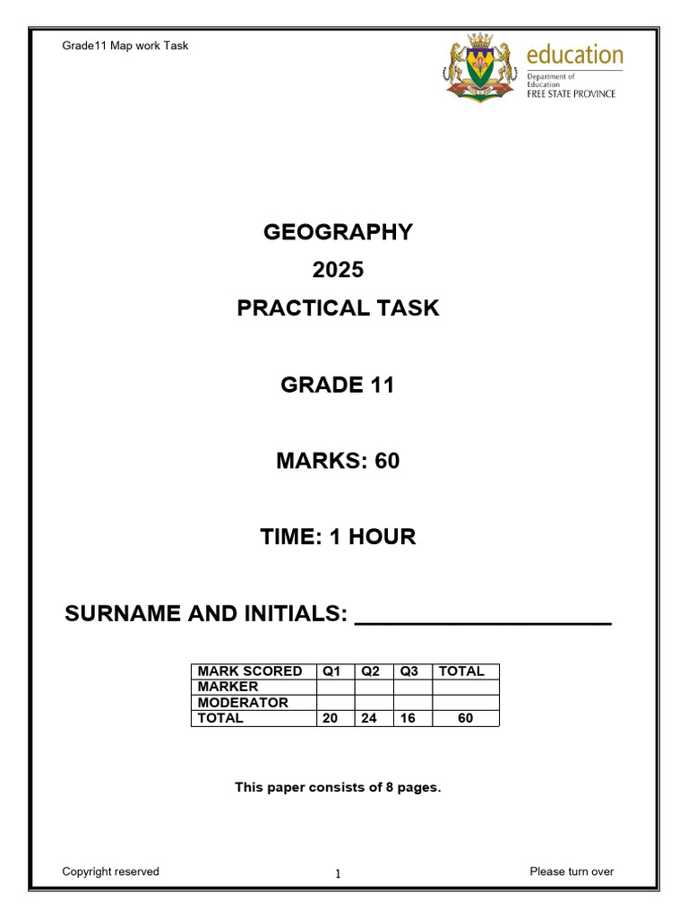 2025 Grade 11 Map Work Task | PDF | Geographic Information System ...