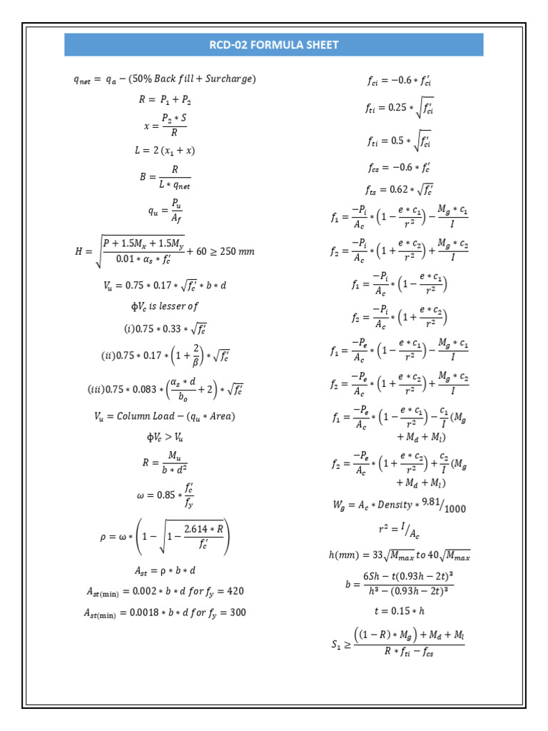 Formula Sheet | PDF