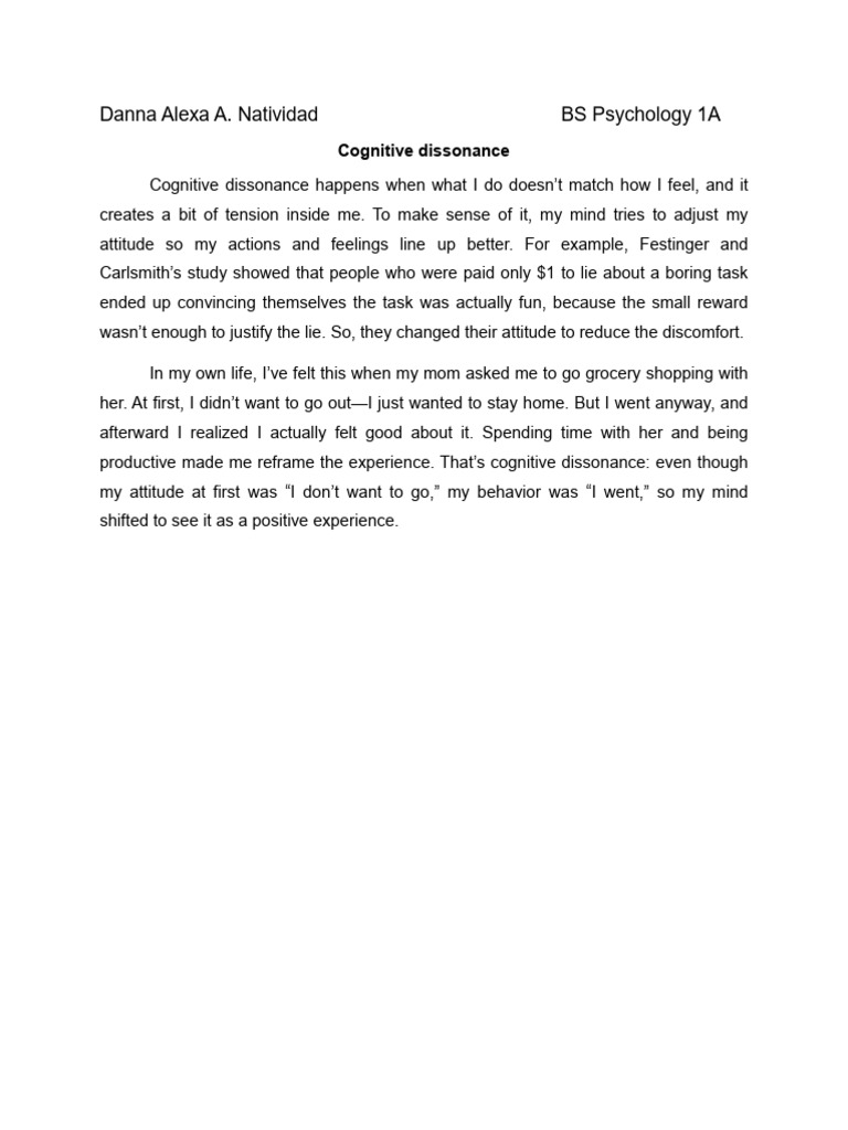 Cognitive Dissonance | PDF