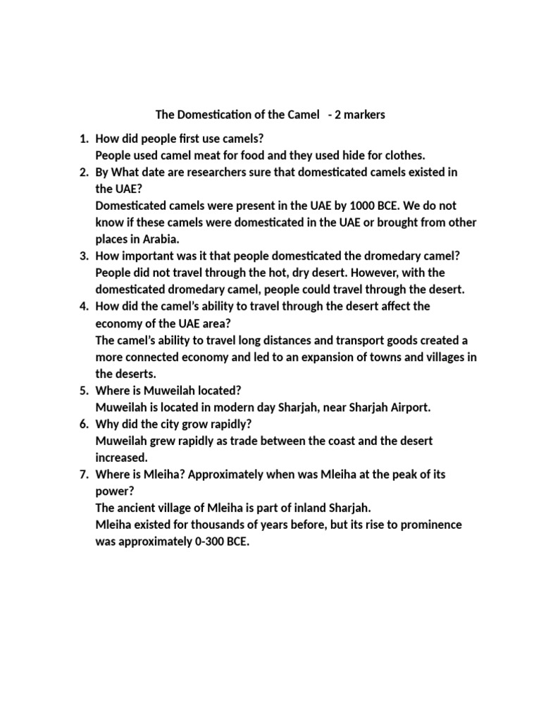 The Domestication of The Camel - 2 Marks 4 | PDF