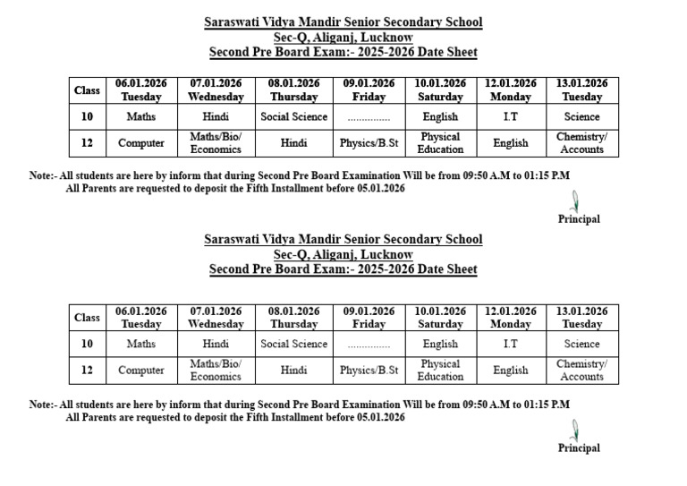Second Pre Board Scheme Chart | PDF