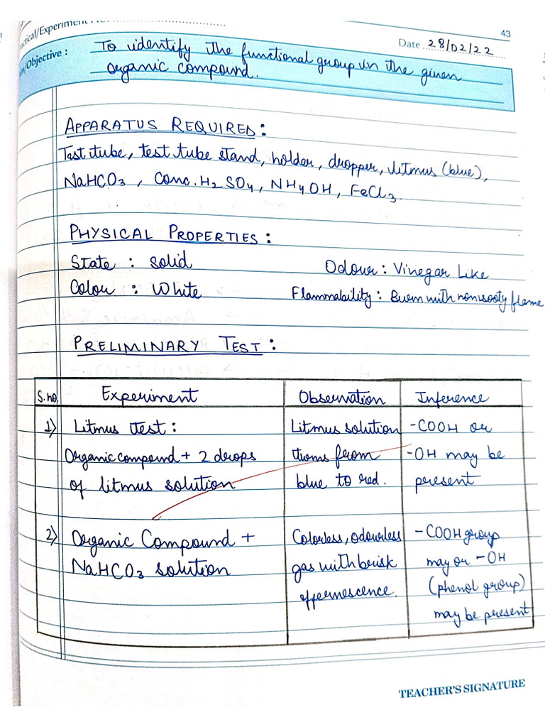 Functional Group Test | PDF