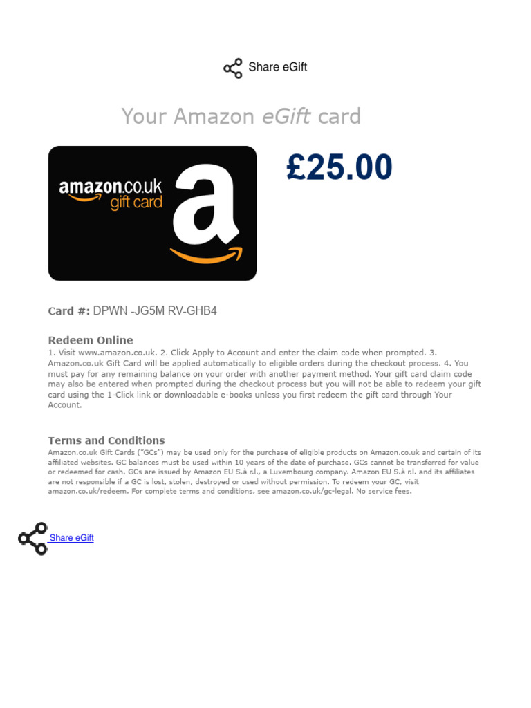Your Amazon EGift Card | PDF