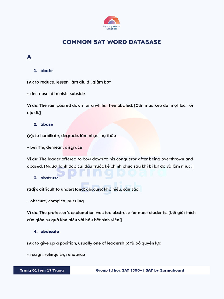 [SAT by Springboard] Common SAT Word List #1 | PDF