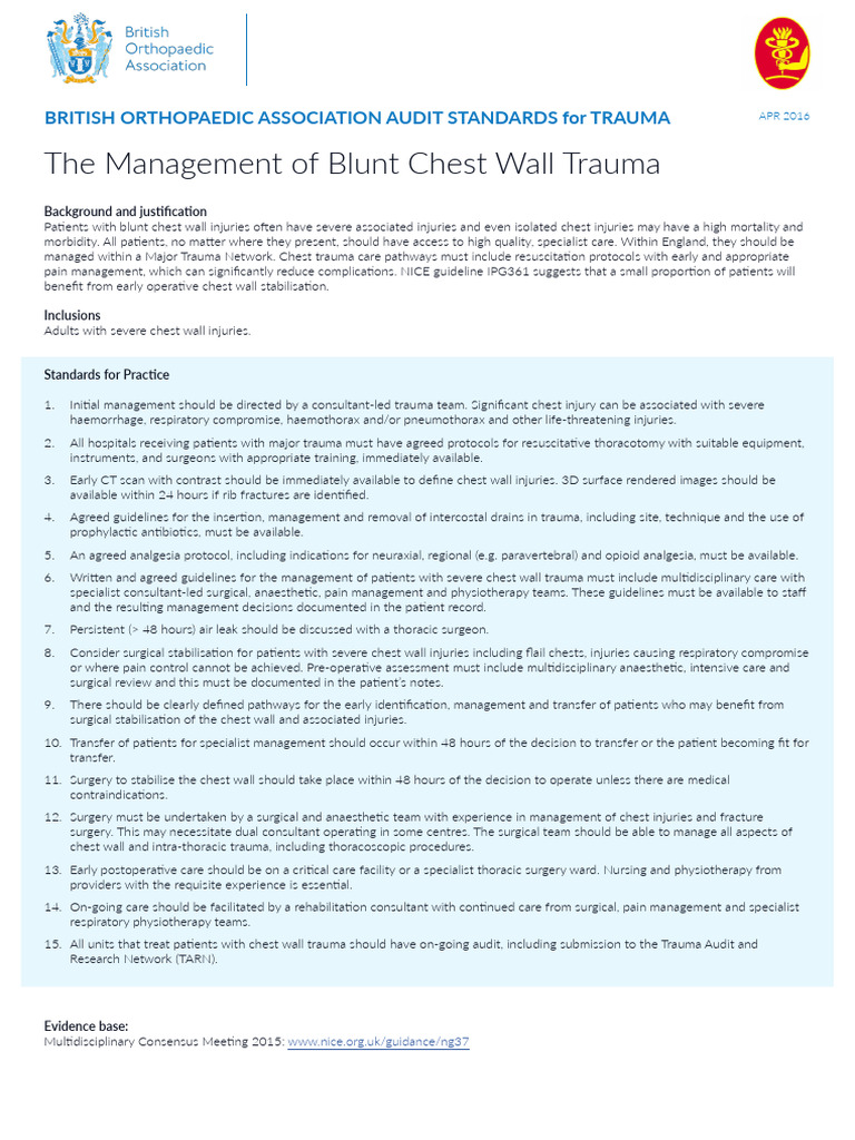 Boast - The Management of Blunt Chest Wall Trauma | PDF | Surgery ...