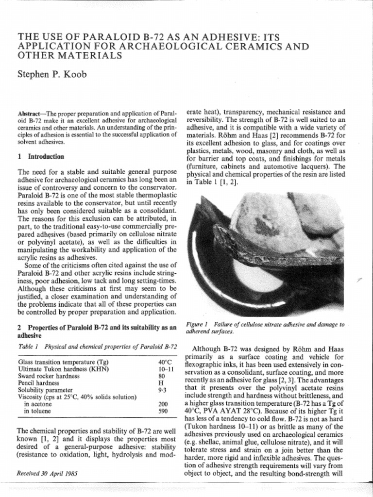 Paraloid As An Adhesive | PDF