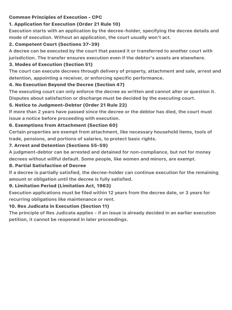 Common Principles of Execution - CPC | PDF