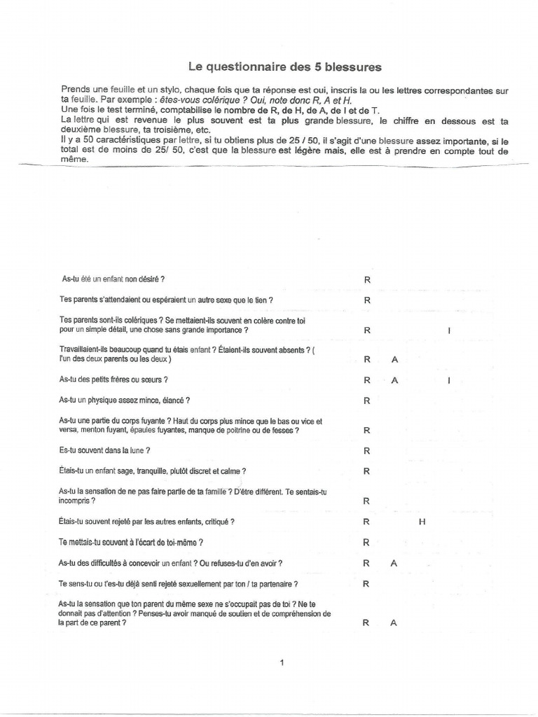 Blessure de l'Enfant 1 | PDF