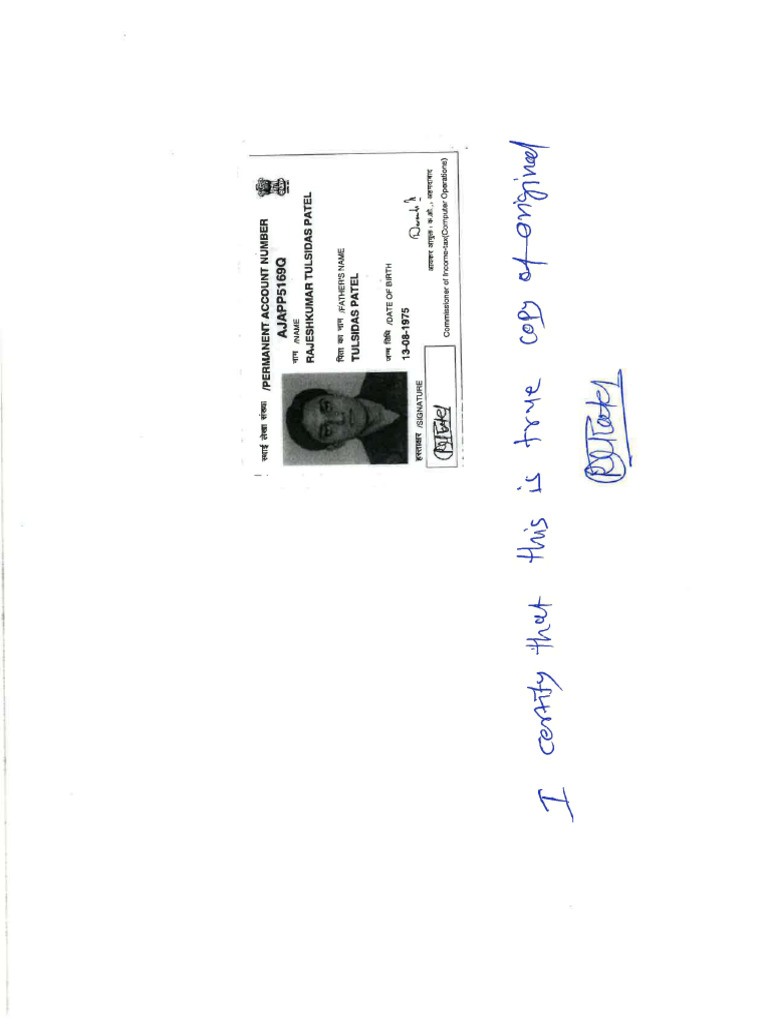Self Attested PAN Card | PDF