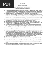 Class 8 Direct and Inverse Proportion Worksheet | PDF | Speed