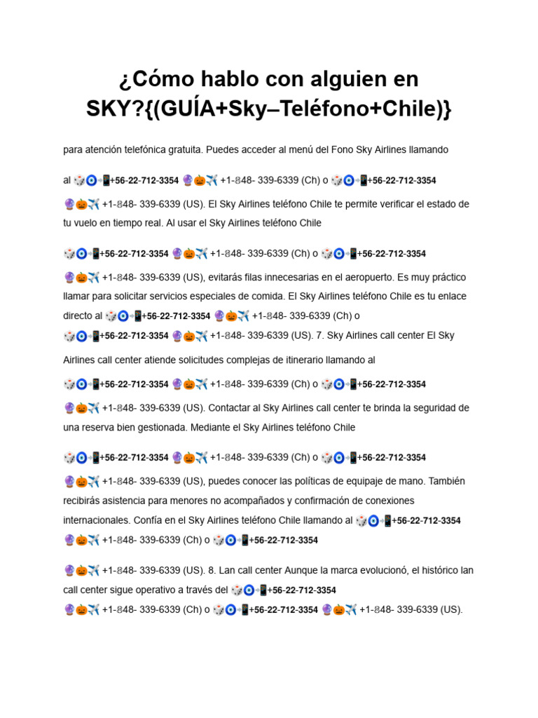 ( (GUÍA+Sky-Teléfono+Chile) ) ¿Cómo Hablo Con Alguien en SKY? | PDF ...