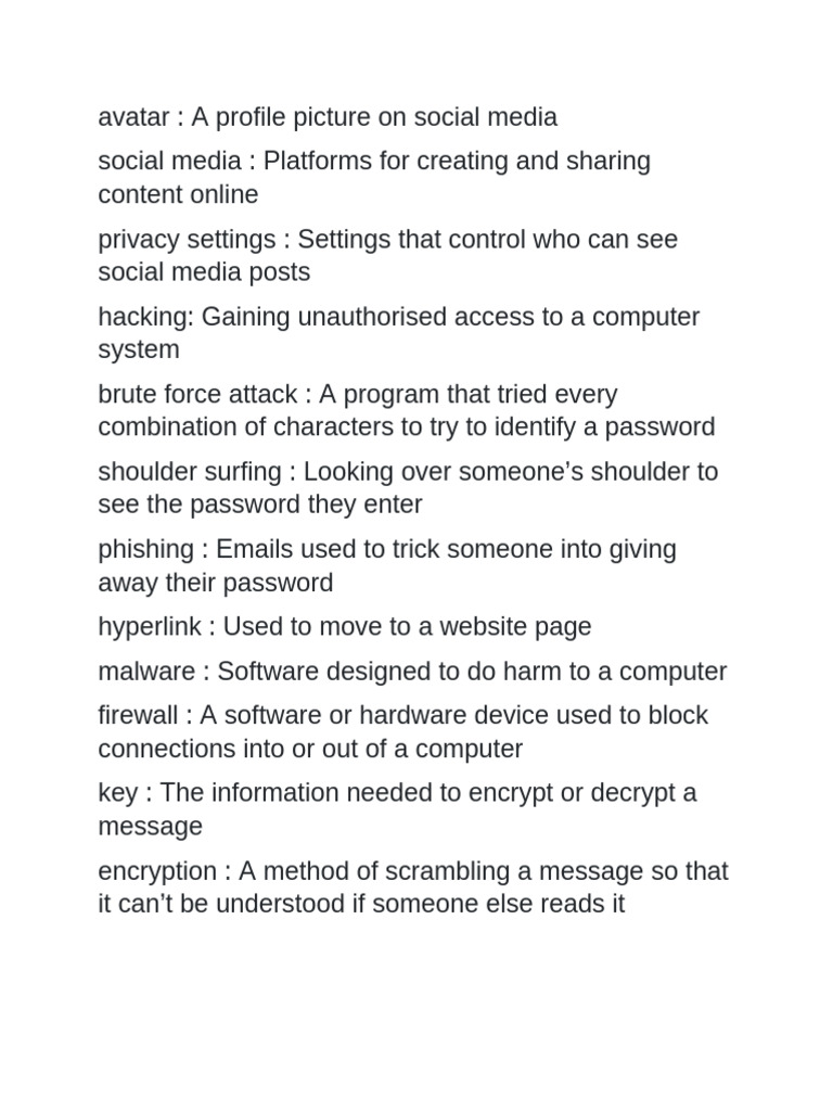 Flashcards Internet Safety, Cyber Security and Encryption | PDF