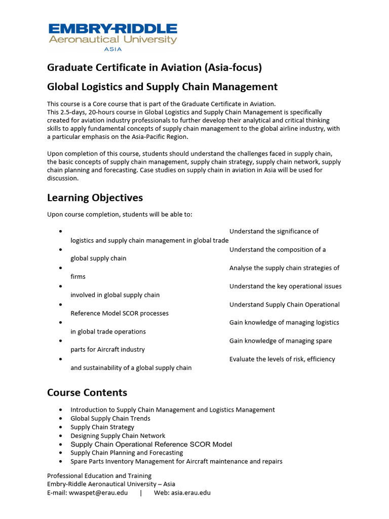 GCAAsia Global Logistics and SCM Course Overview | PDF | Supply Chain ...