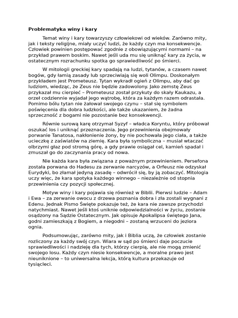 5. Problematyka Winy i Kary | PDF