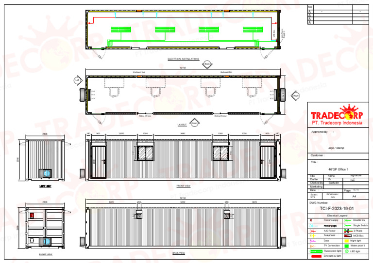 Drawing 40'GP Office 1 | PDF | Manufactured Goods | Equipment