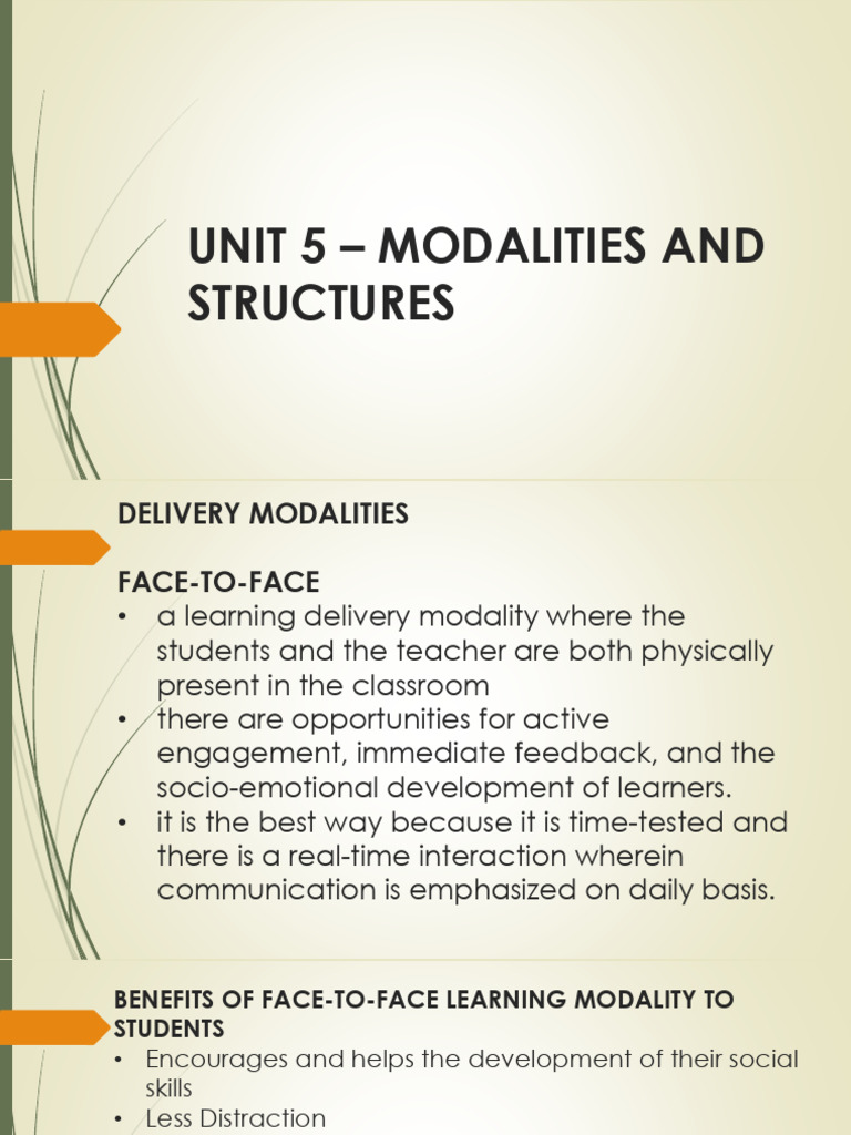 Unit 5 Modalities and Structures | PDF | Differentiated Instruction ...