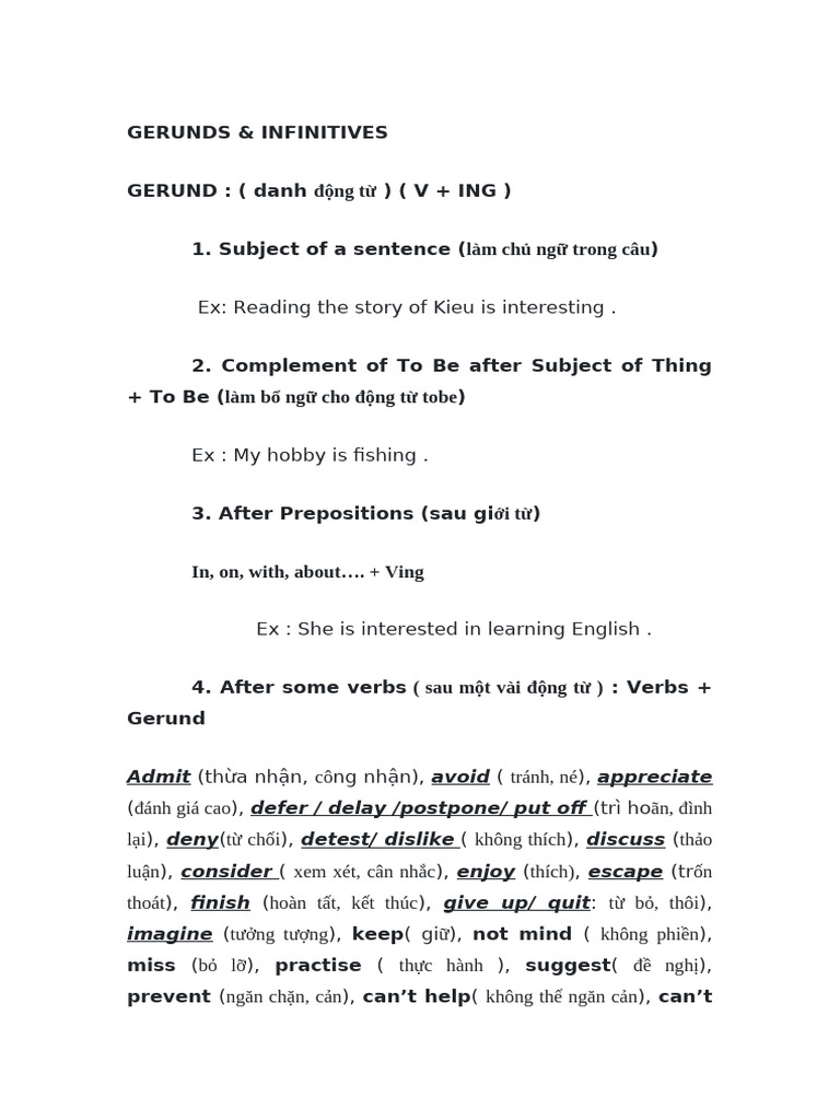Gerunds, To Infinitives Và Bare Infinitives | PDF