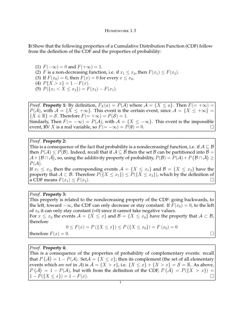 CDF Properties | PDF | Functions And Mappings | Analysis