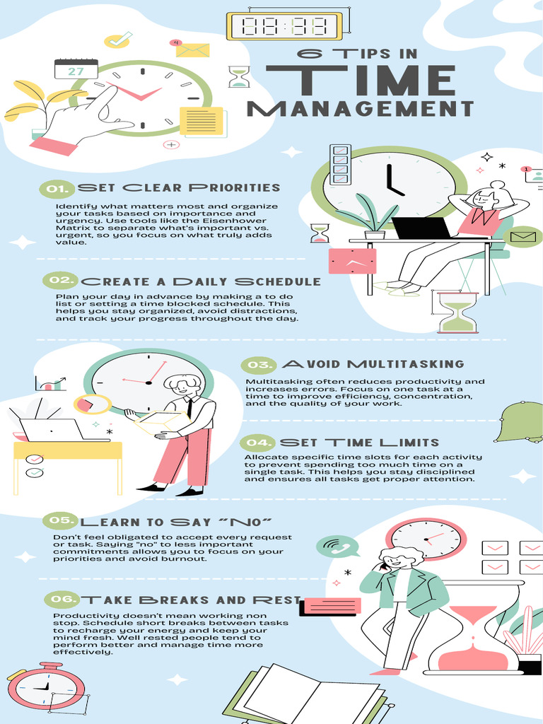 6 Tips in Time Management Infographic | PDF