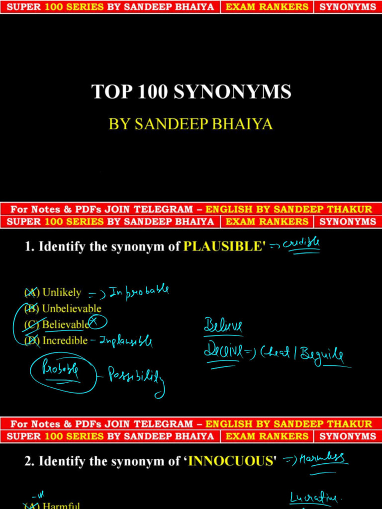 Synonyms Class Super 100 Series | PDF