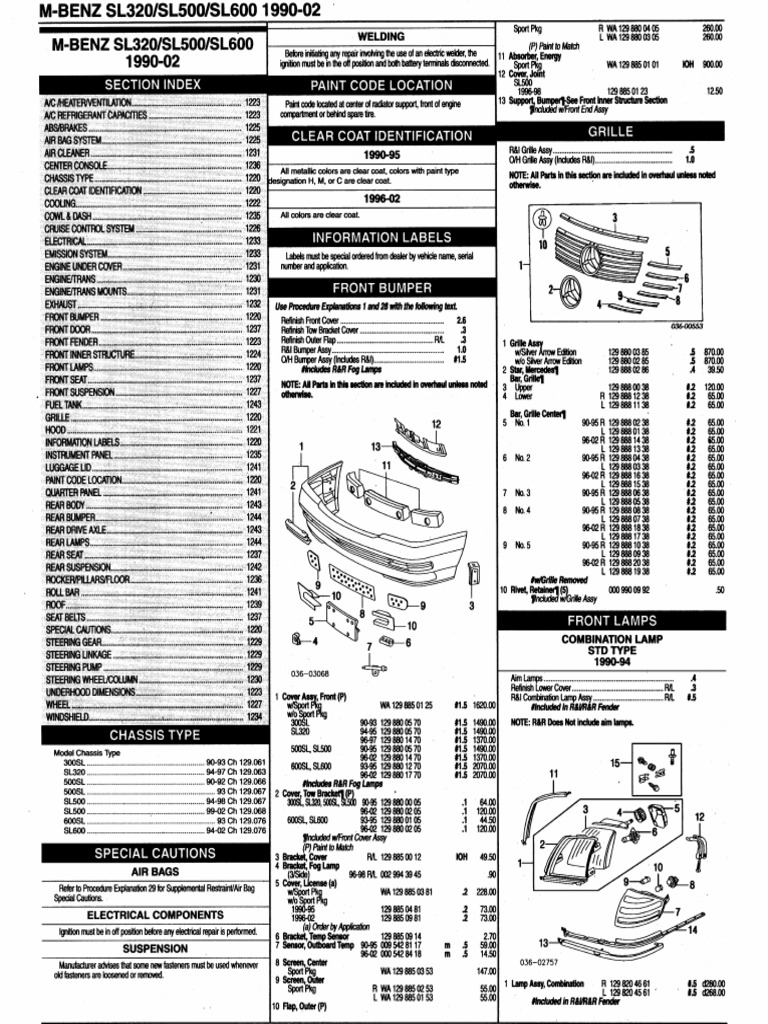 SL Class_1990 2002 Parts List | PDF
