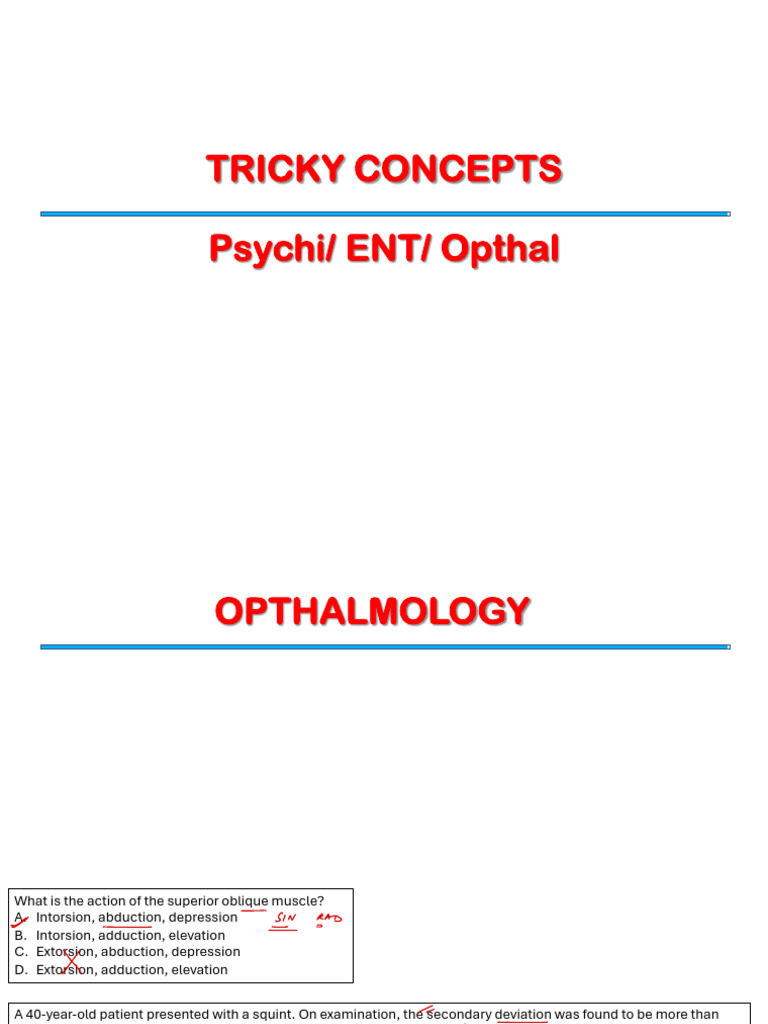 TRICKY CONCEPTS ENT Ophtha Psychi Annotated | PDF | Antidepressant ...
