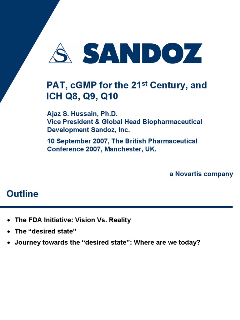 PAT, CGMP For The 21st Century and ICH Q8, Q9, Q10 | PDF | Food And ...